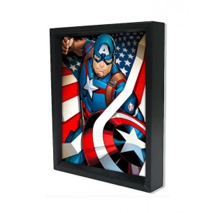 Marvel - Captain America - Flag (8"x10" Lenticular Shadow Box) - 8" x ...